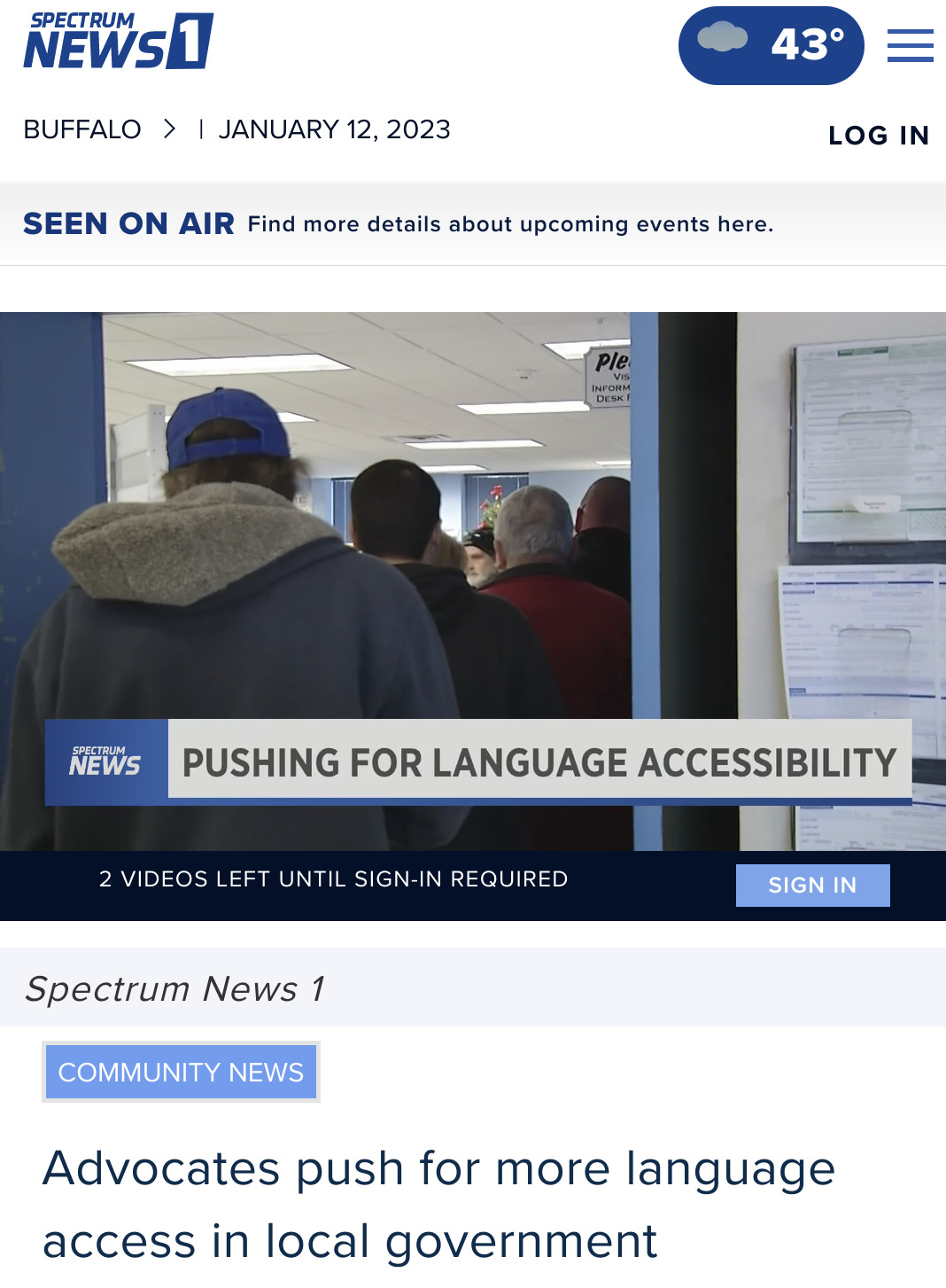 IIB in the Media! Spectrum News Buffalo - International Institute of ...